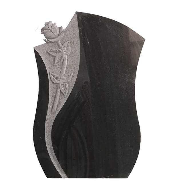 Black Granite Carved Rose Grave Monument - Buy Black Memorial Headstone ...