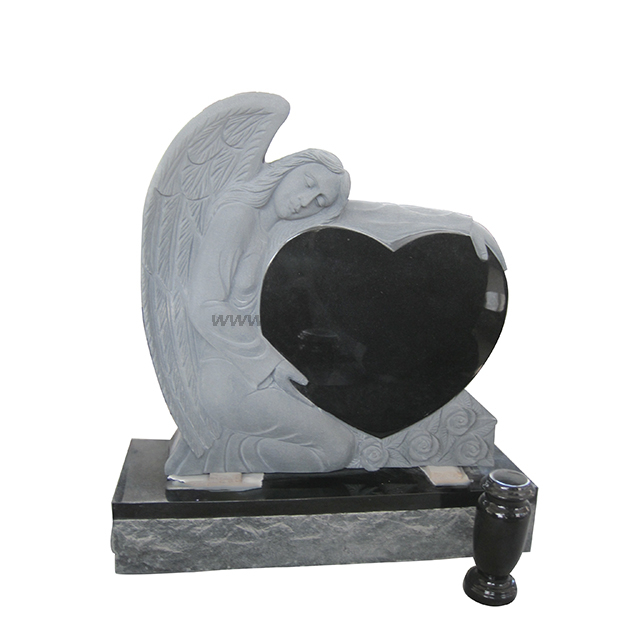 Black Granite Angel Holding Heart Headstones - Buy Angel Headstone ...
